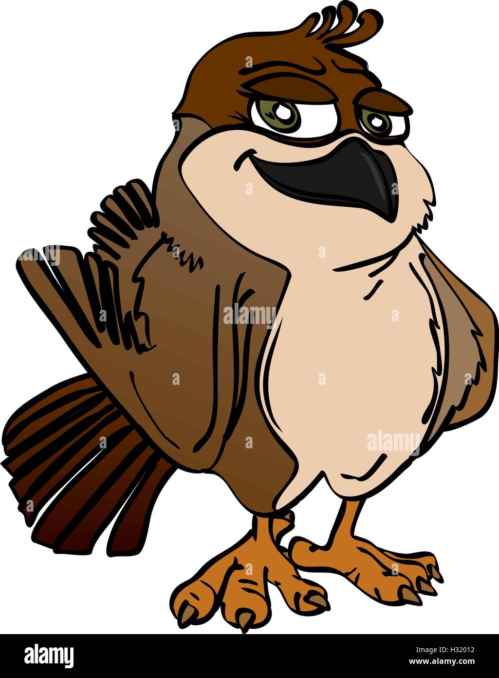 Vektor-Bild des lächelnden Spatzen Cartoon, isoliert auf weißem ...