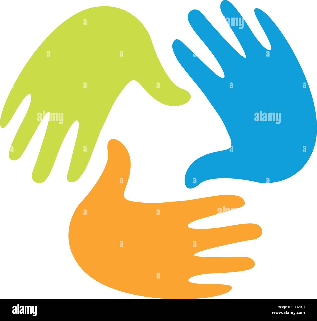 Isolierte abstrakte bunte Kinder Hände zusammen Logo. Kinder ...