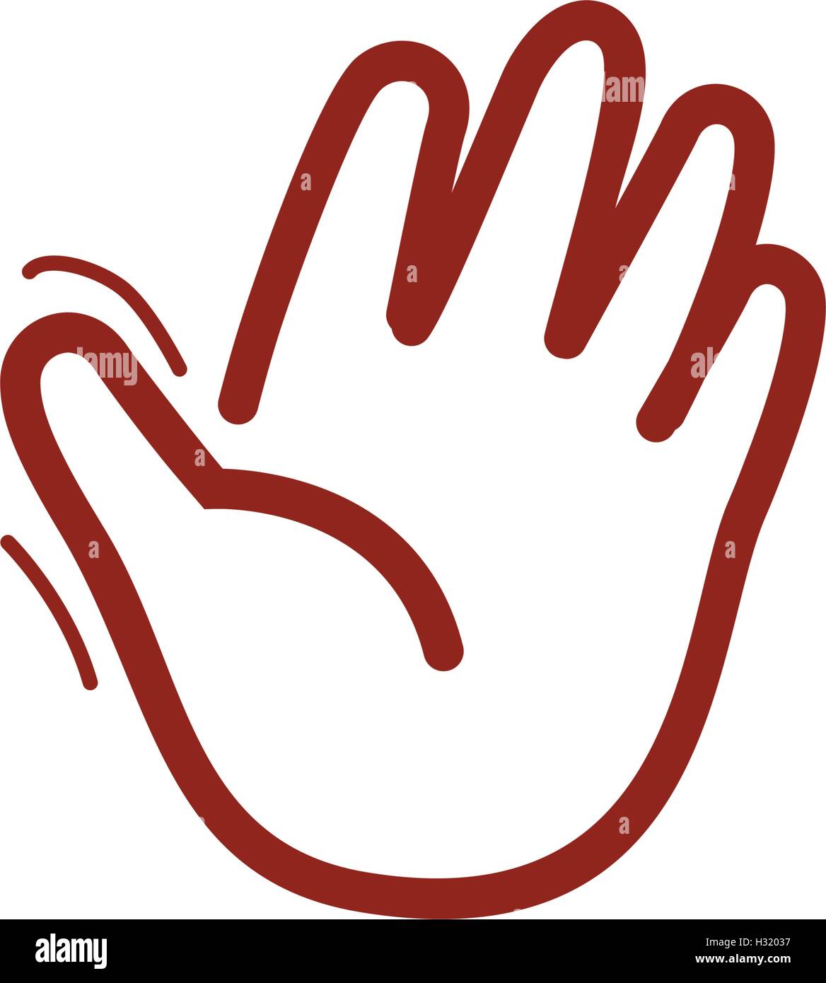 Braune Farbe menschlichen Palm-Kontur-Logo auf dem weißen Hintergrund ...