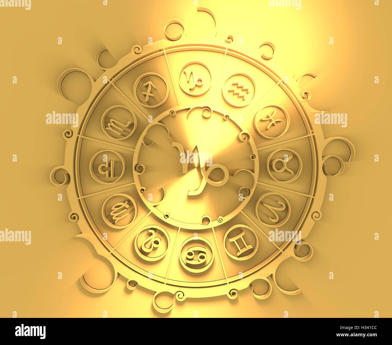 Astrologie-Symbole im golden Circle. Die Meer-Ziege-Zeichen ...