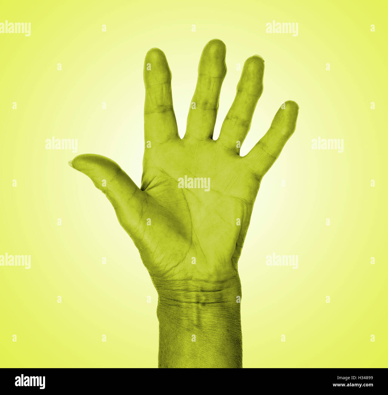 Hand-Symbol, fünf sagen, Hallo sagen oder sagen stop Stockfotografie ...