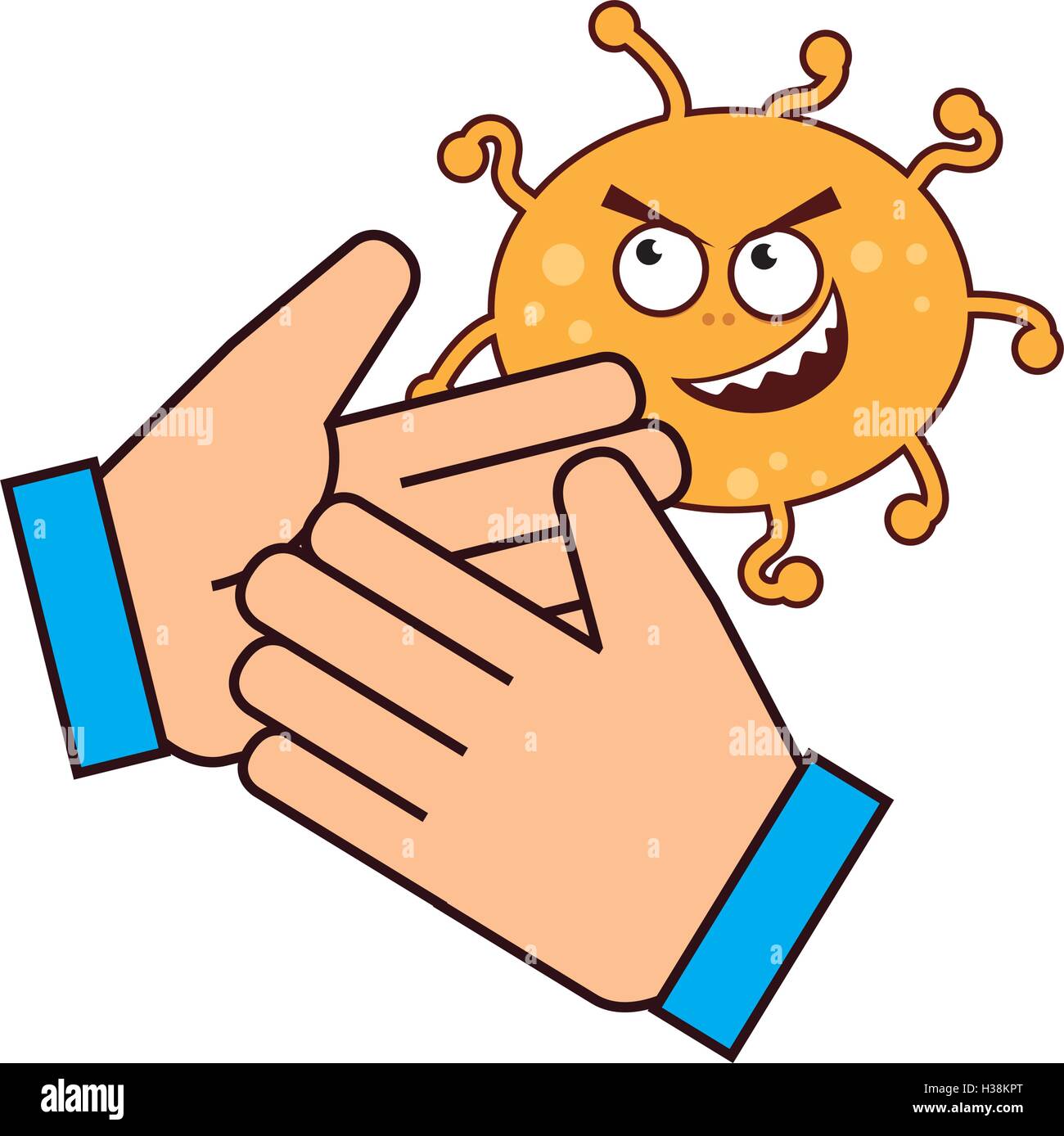Hand mit Bakterien Keime Stock-Vektorgrafik - Alamy