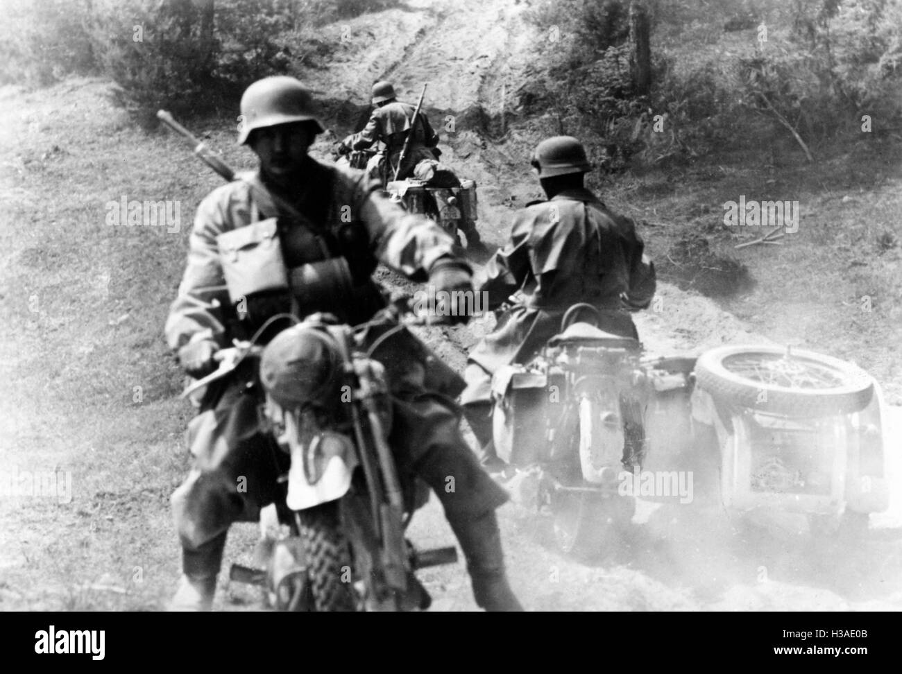 Deutsche Motorrad-Truppen an der Ostfront, 1941 Stockfotografie - Alamy