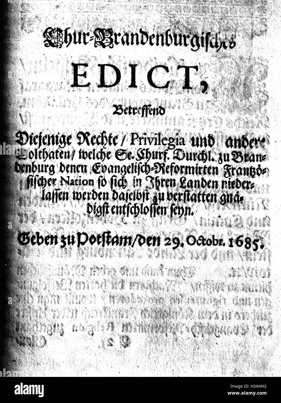 Edict of potsdam -Fotos und -Bildmaterial in hoher Auflösung – Alamy