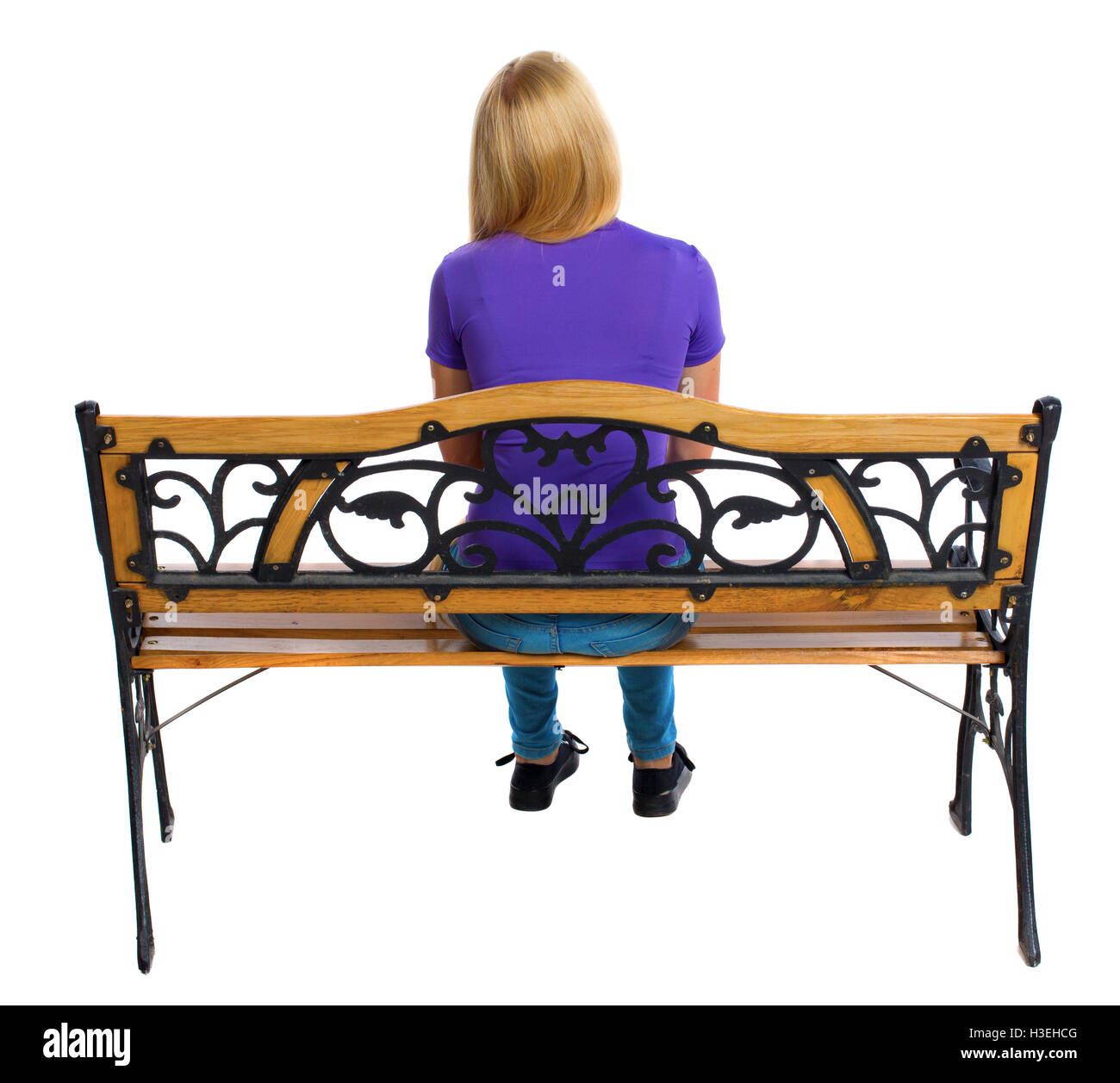 Mädchen auf der bank Ausgeschnittene Stockfotos und -bilder - Alamy