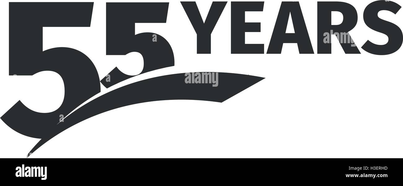 Isolierte abstrakt schwarz 55. Jubiläumslogo auf weißem Hintergrund ...