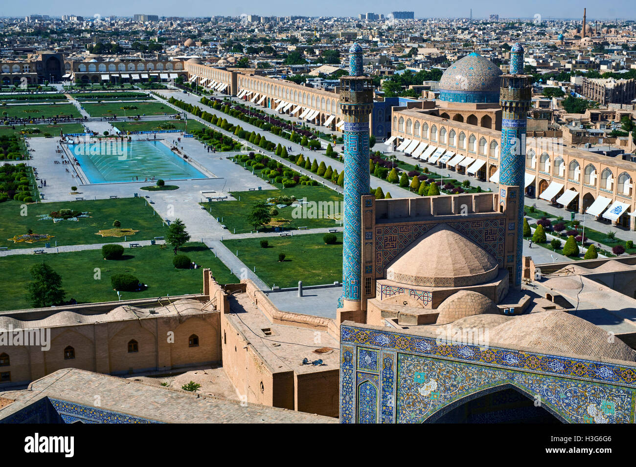 Iran, Isfahan, Gesamtansicht der Imam-Platz, Jameh Moschee oder Freitag ...