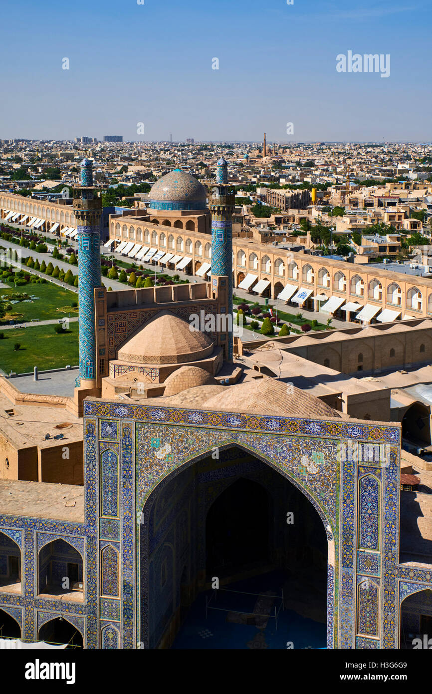 Iran, Isfahan, Gesamtansicht der Imam-Platz, Jameh Moschee oder Freitag ...