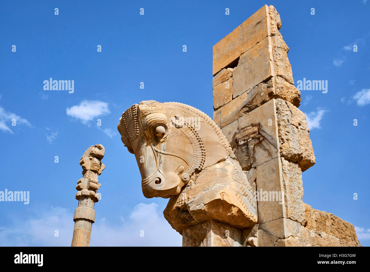 Iran, Provinz Fars, Persepolis, Weltkulturerbe der UNESCO, Säulen des ...