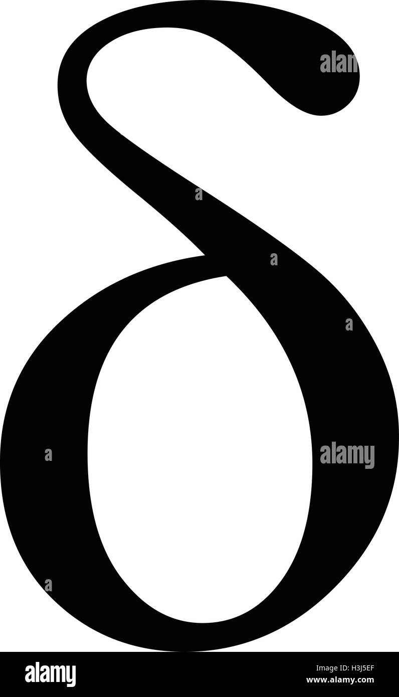 Delta griechischen Buchstaben Symbol, delta Symbol, schwarz isoliert ...