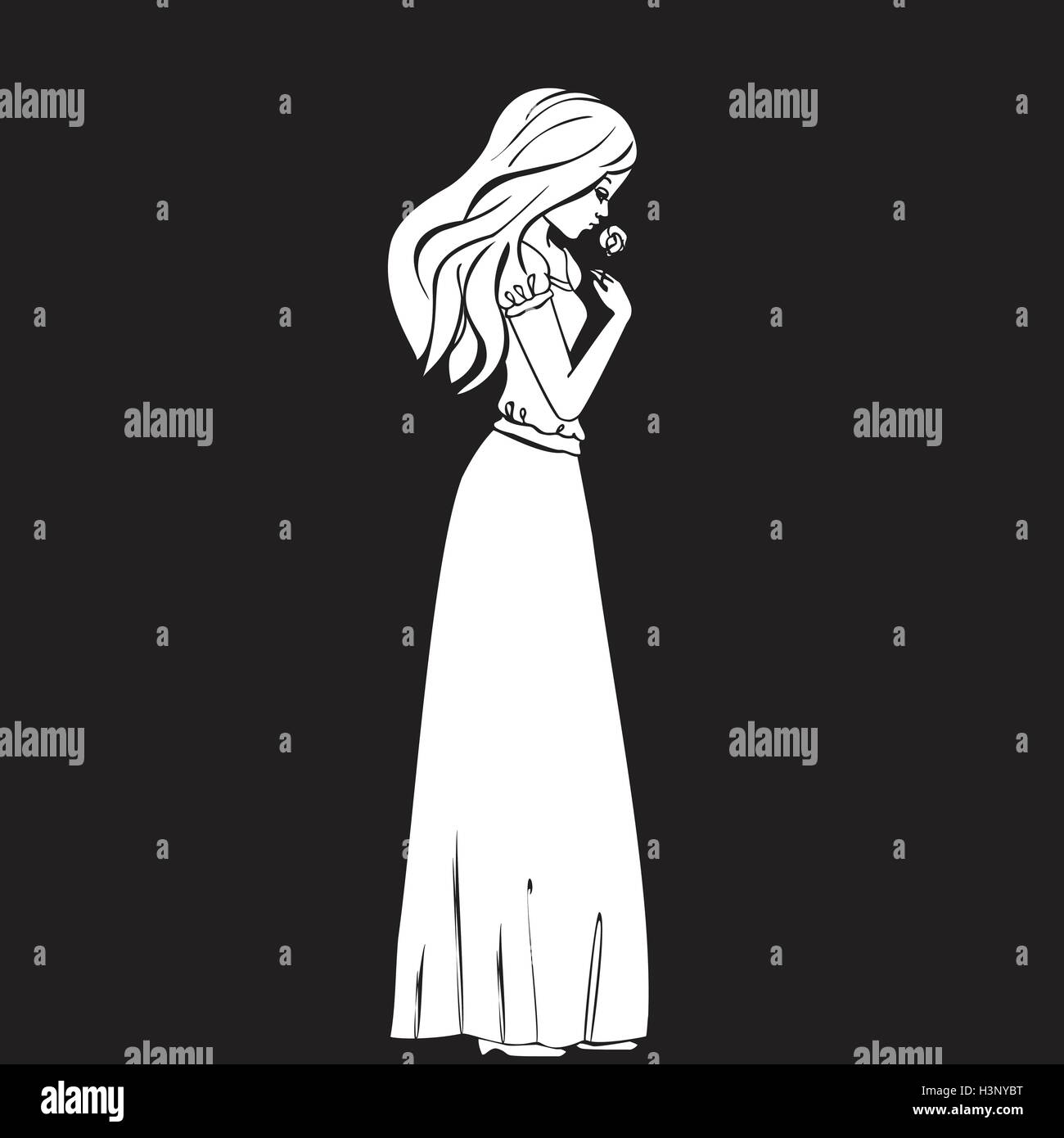 Schönes romantische Mädchen eine Rose hält, hält niedliche Mädchen ...