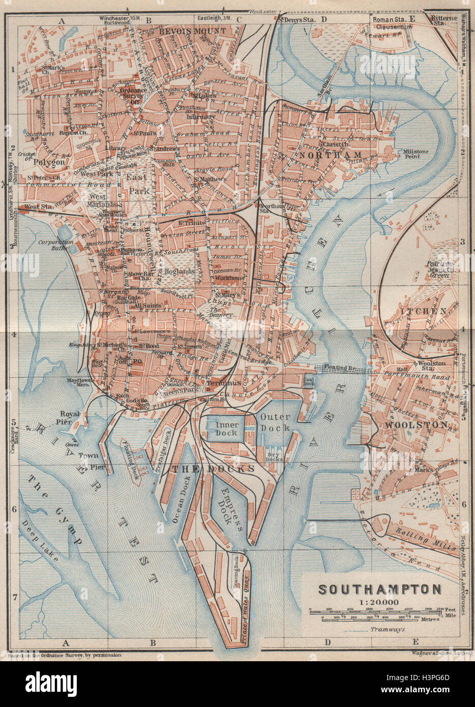 Stadtplan Stadt SOUTHAMPTON. Itchen Docks Woolston Northam. Karte von ...