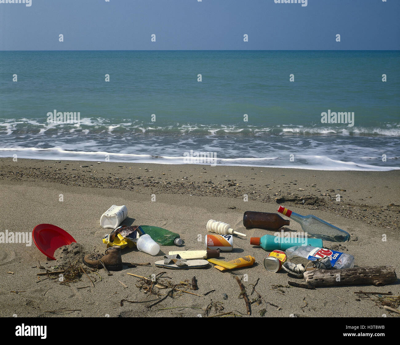 Meer, Strand, Müll, Wasser, Sandstrand, kontaminierte, Verschmutzung ...