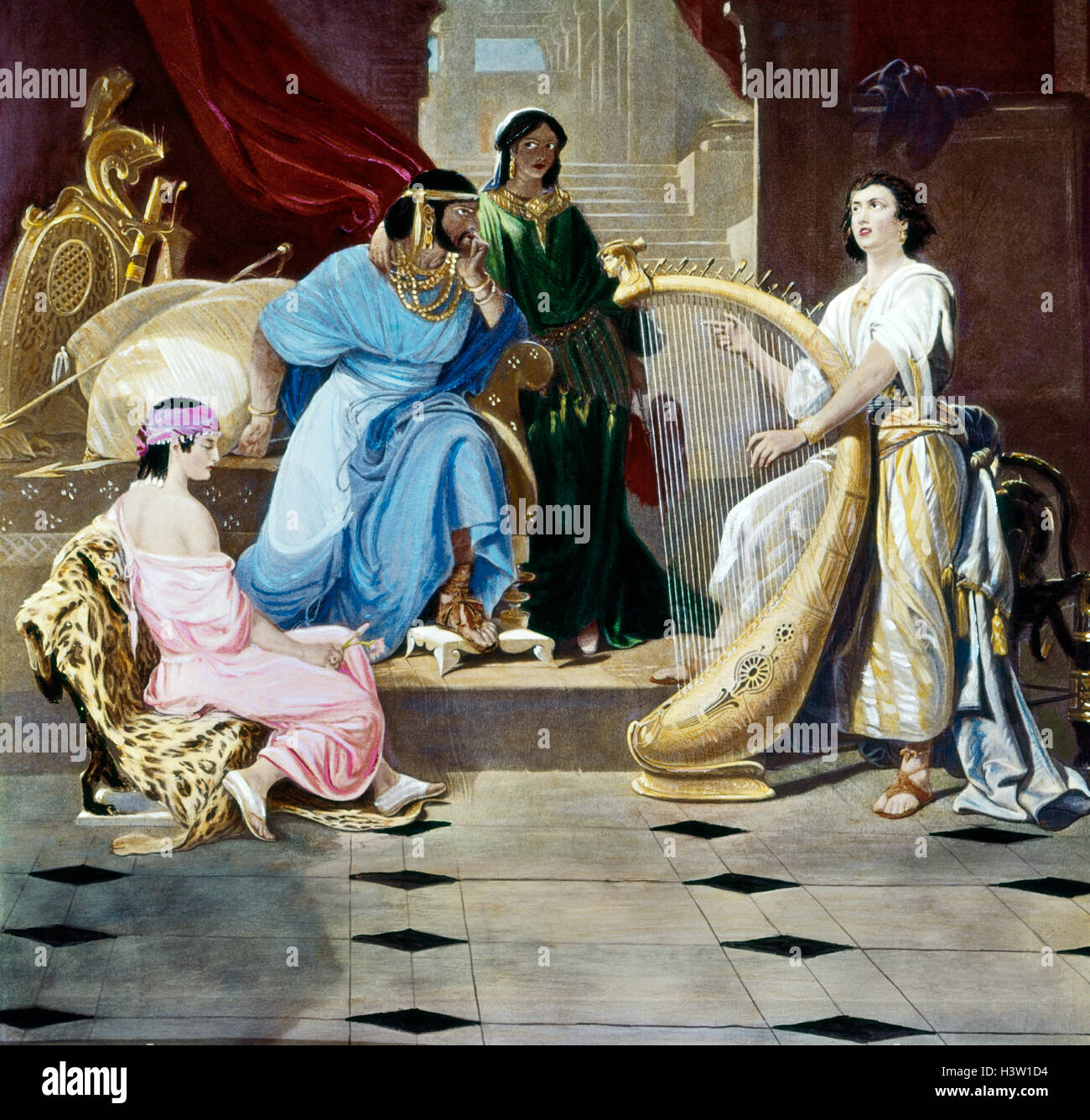 DAVID SPIELT HARFE FÜR KÖNIG SAUL OLD TESTAMENT BIBEL GESCHICHTE ...