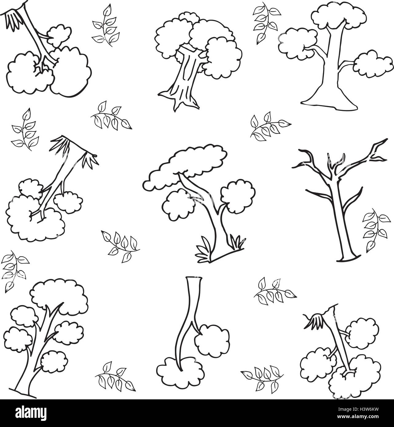 Doodle Baum Skizze auf weißem Hintergrund Stock-Vektorgrafik - Alamy