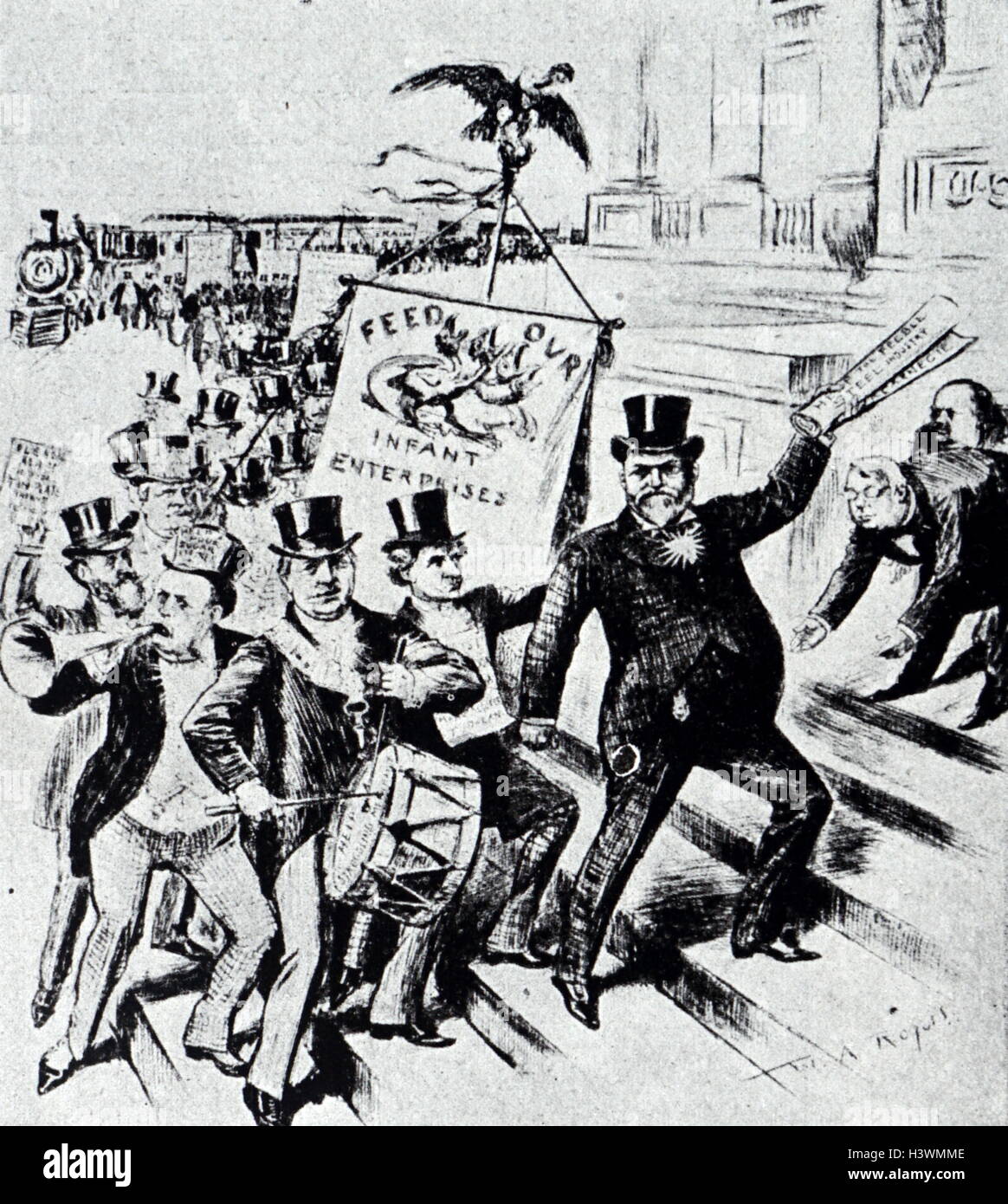Coxey's Army Karikatur, auf der Protest von Arbeitslosen der ...