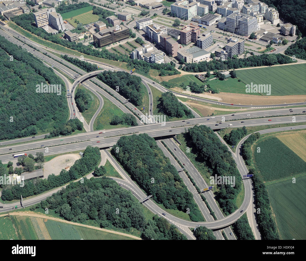 Deutschland, Stuttgart, Autobahn, reale Dinge, Luftaufnahmen ...