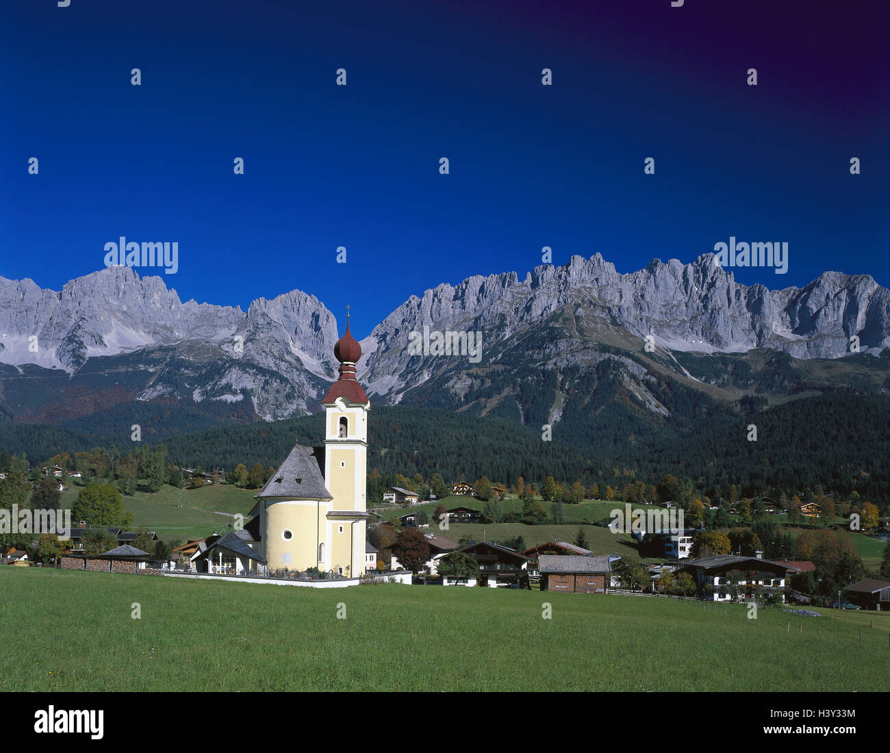 Österreich, Tirol, Going, lokale Ansicht, Kirche, Wilder Kaiser ...