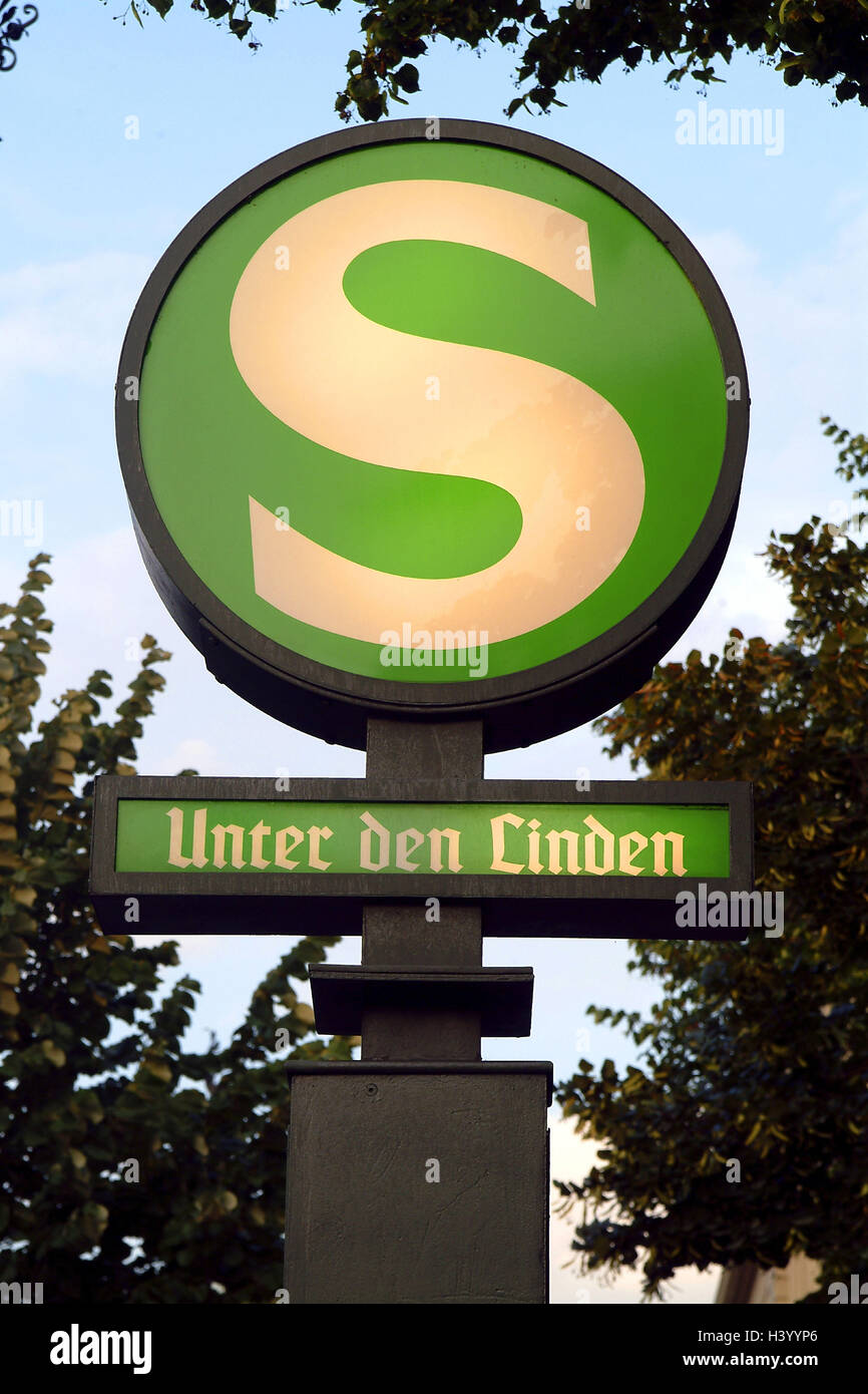 Deutschland, Berlin, Zeichen, S. Bahnhof "unter den Linden", Europa ...