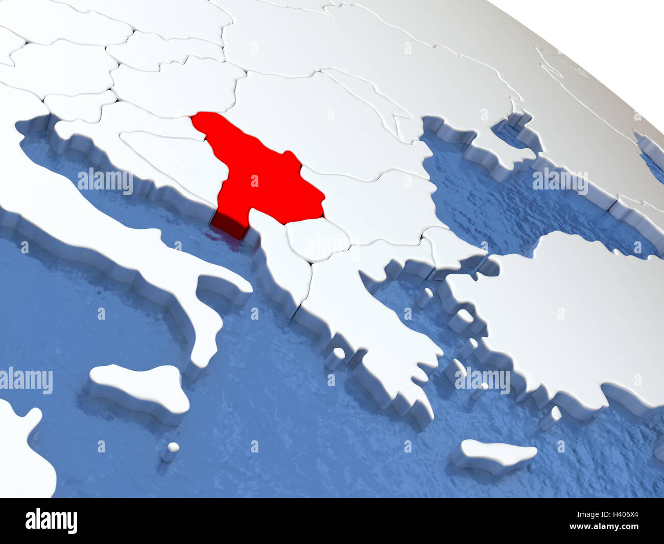 Karte von Serbien auf Globus mit metallischen Land- und realistisch. 3D ...