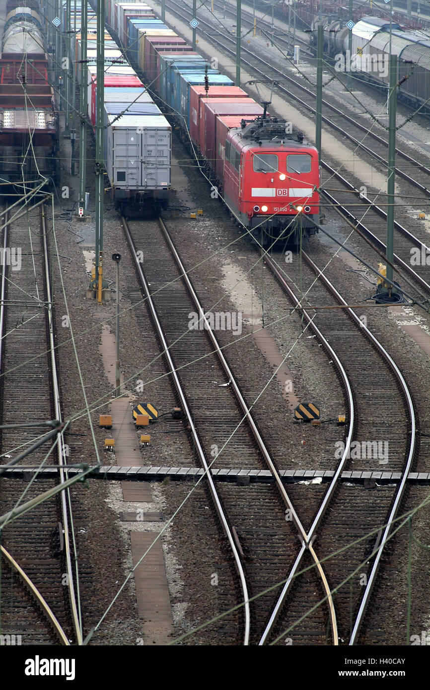 Deutschland, Hamburg, Maschen, marshalling Yard, Gleise, Züge, Detail ...