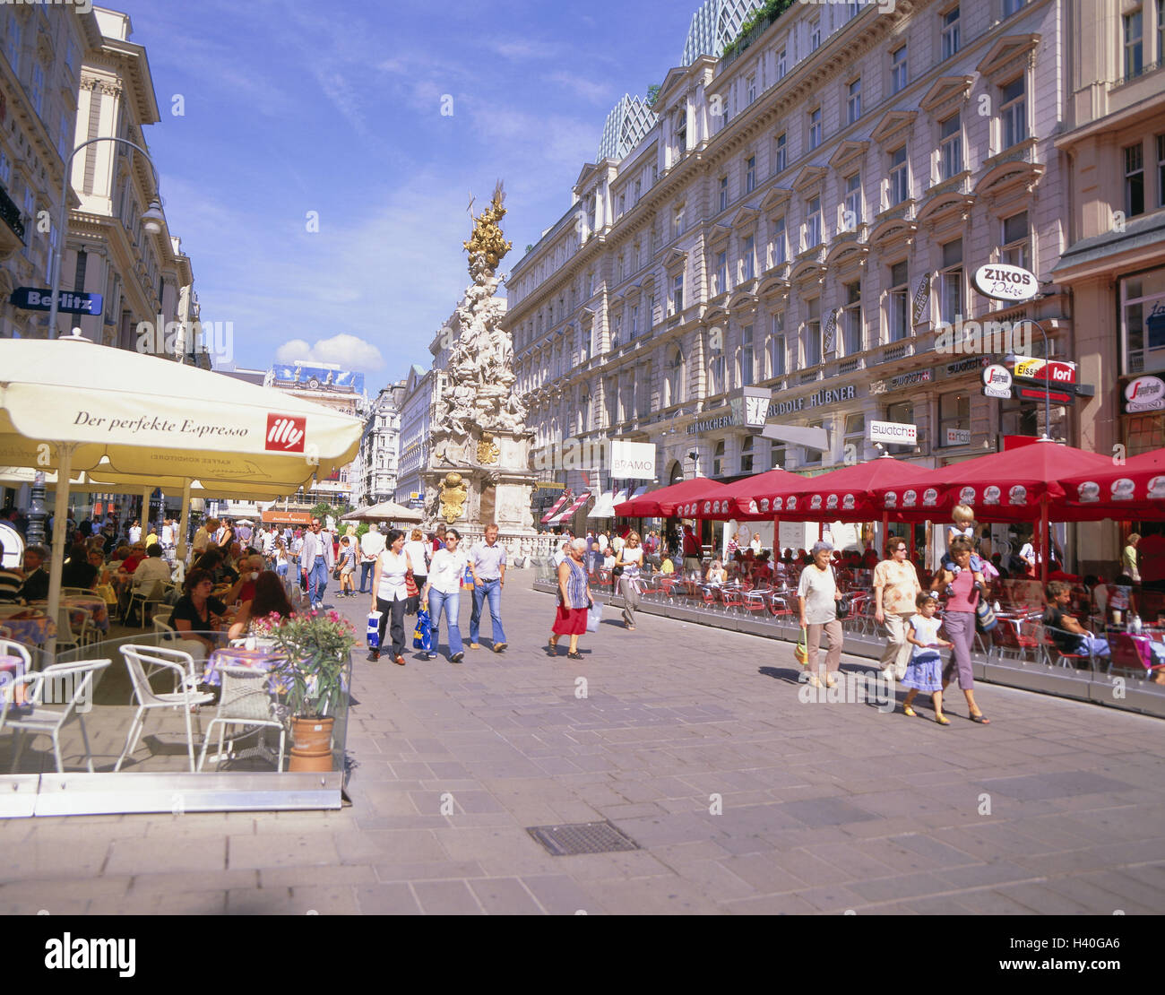 Österreich, Wien, graben, Pest Säule, Straßencafés, Passanten, Europa ...