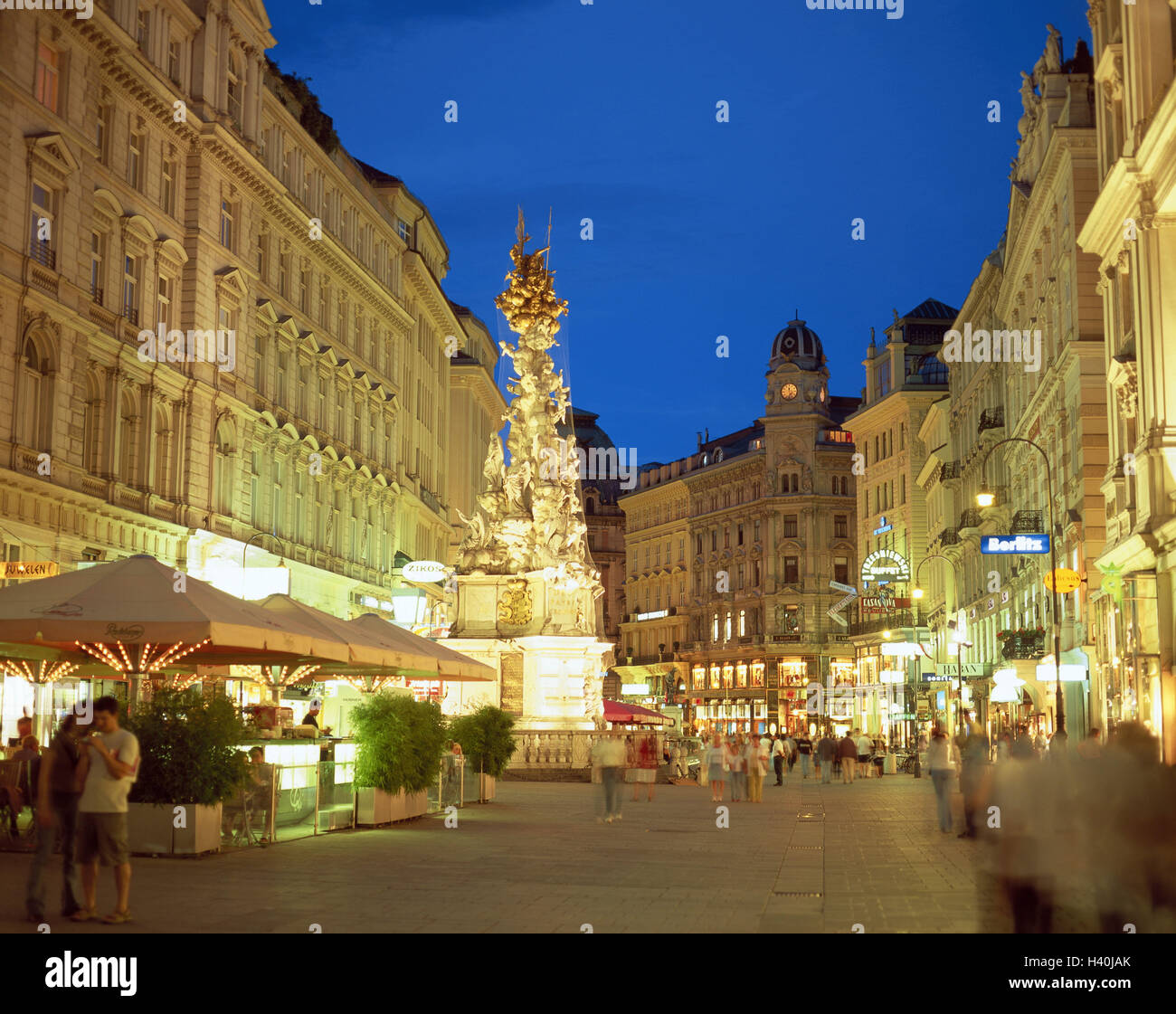 Österreich, Wien, graben, Pest Säule, Passanten, Abend, Europa, Straße ...