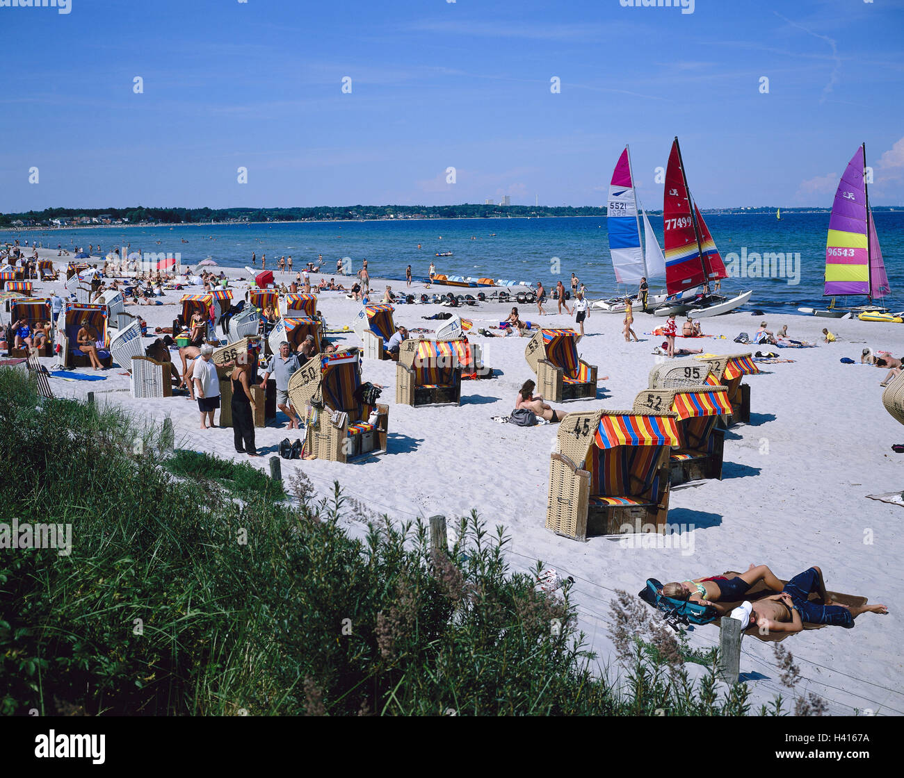 Deutschland, Schleswig - Holstein, Ostsee, Scharbeutz, Badende, Europa ...
