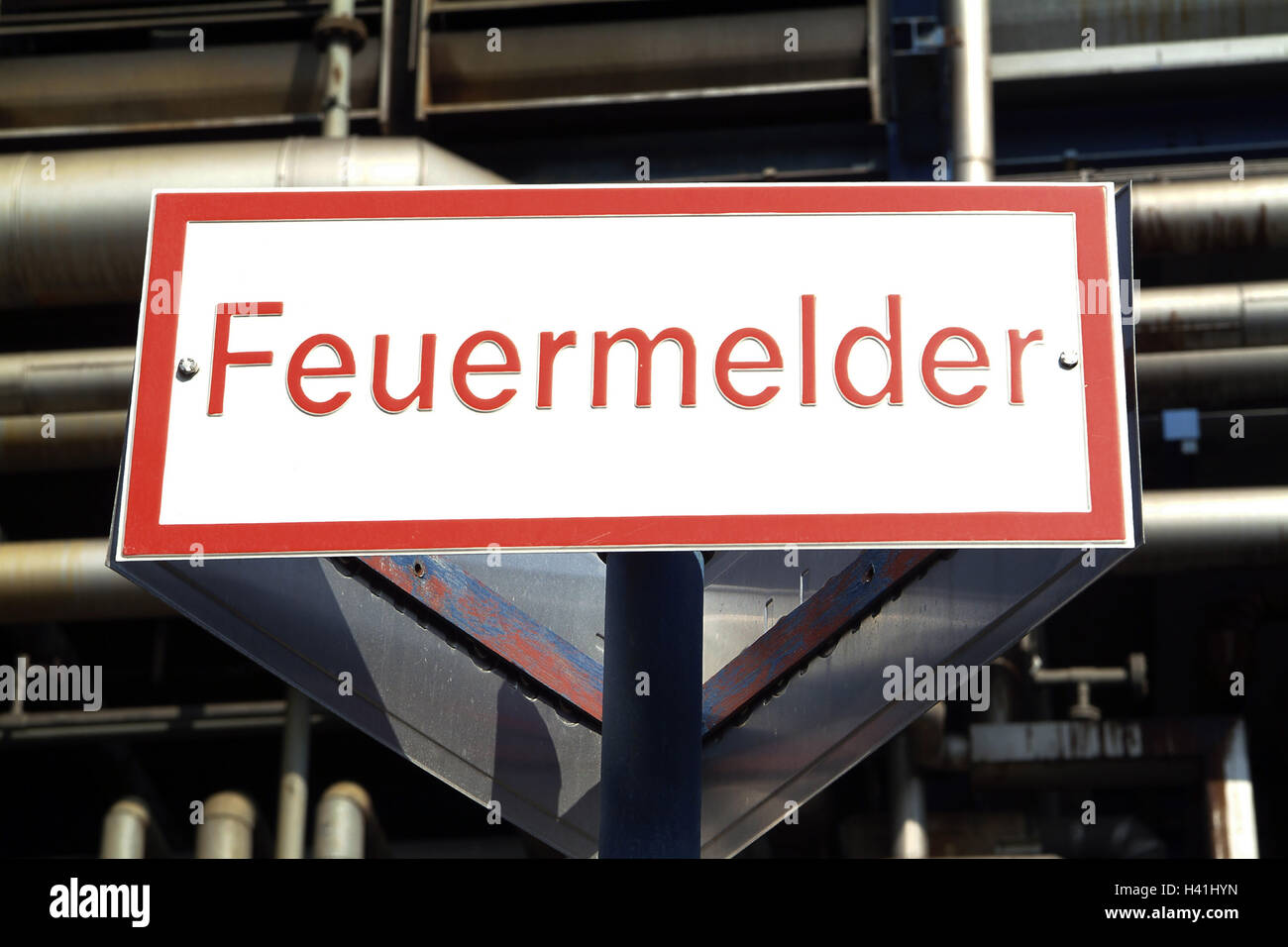 Industrielle Comlex, Schild, Etikett, Feueralarm, Zeichen, Tipp ...