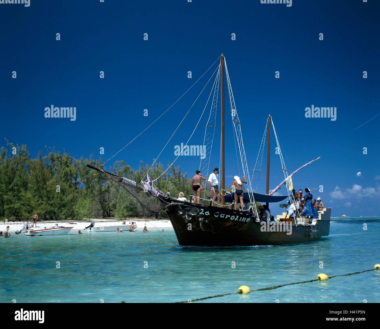 Mauritius, Ile Auy Cerfs, Meer, Schiff, Tourist, Indischer Ozean ...