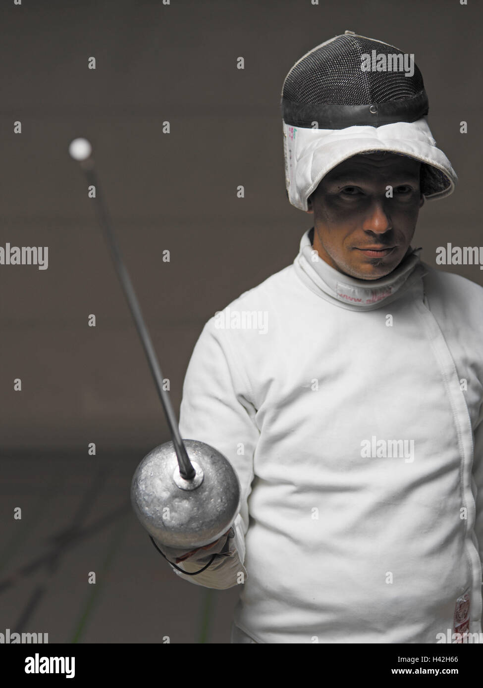 Fechter, Halbporträt, Mann, Sport, Sport, Fechten, Degenfechten ...