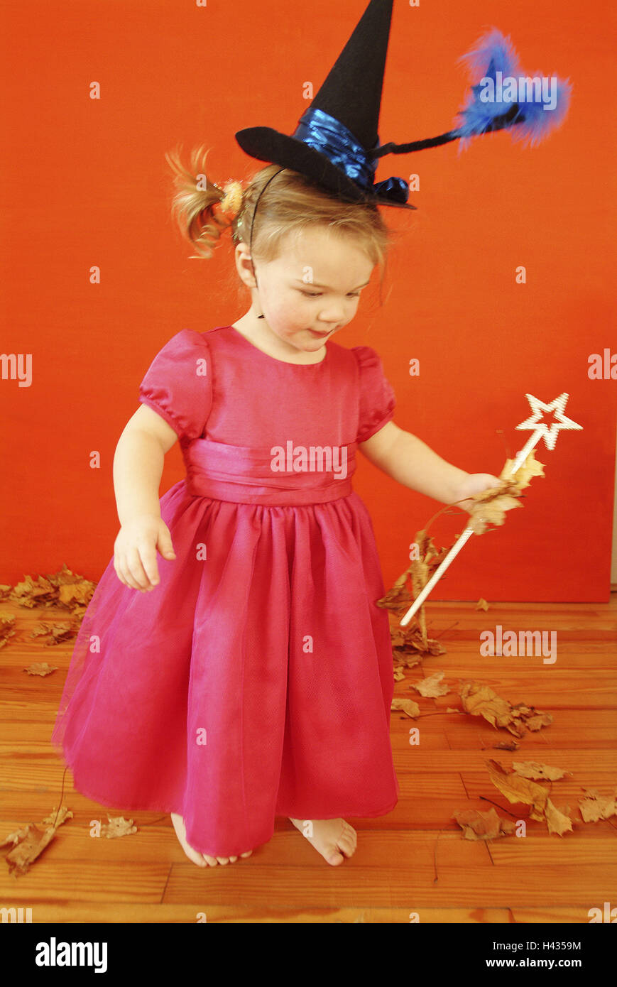Halloween, Kind, Mädchen, Kleid Rosa, Hexenhut, Zauberstab, "kleine ...