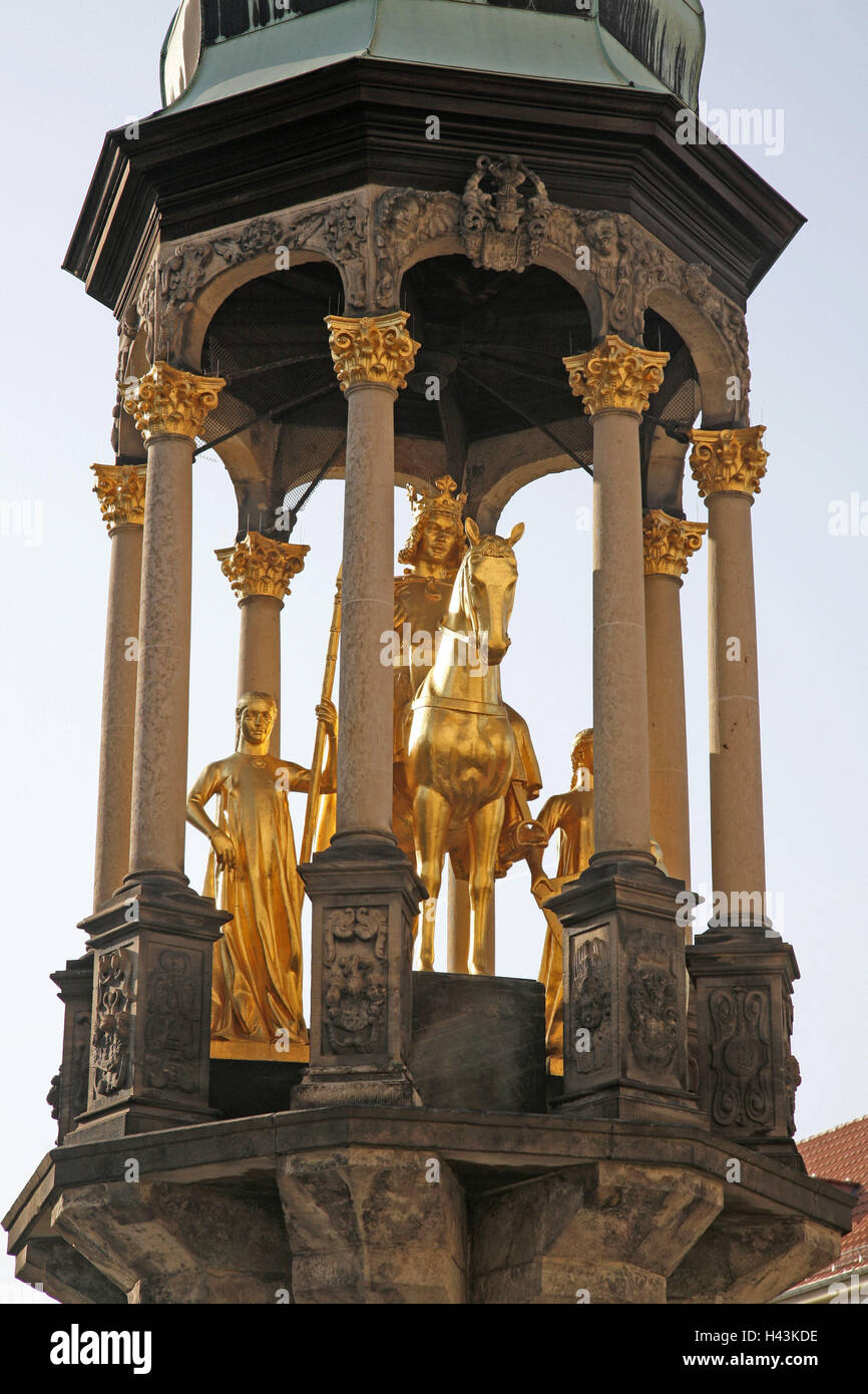Deutschland, Sachsen-Anhalt, Magdeburg, Reiterstandbild, Golden, Detail ...