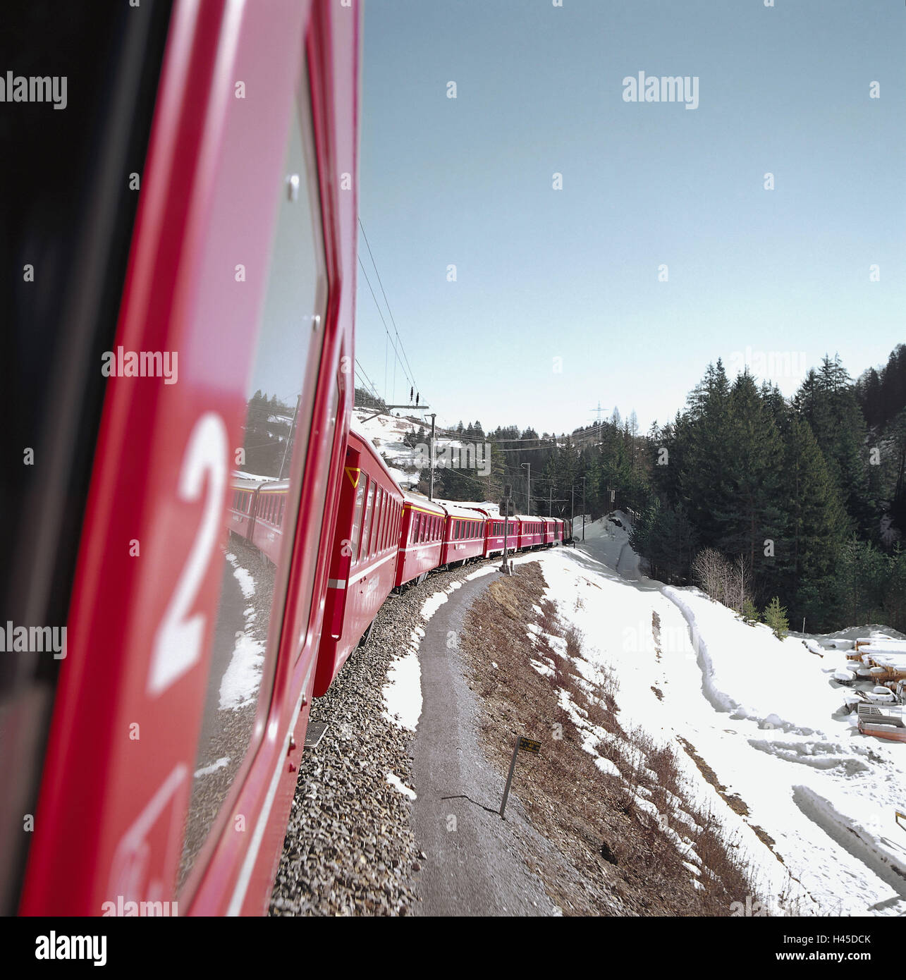 Schweiz, Bündner, Rhätische Bahn, Winter, Verbindung, Chur ...