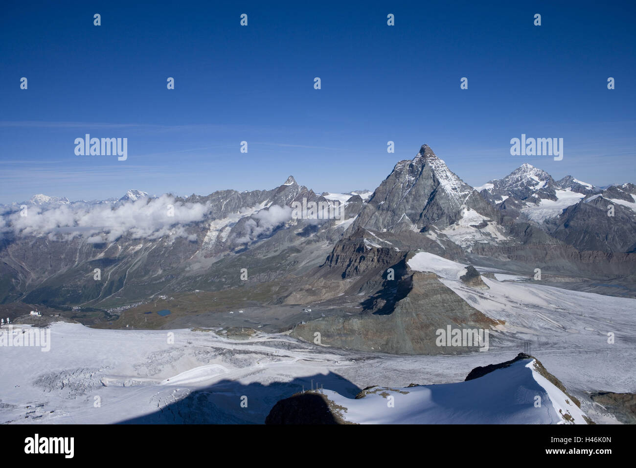 Schweiz, Wallis, Zermatt, Klein Matterhorn, Cervinia, Bergpanorama ...