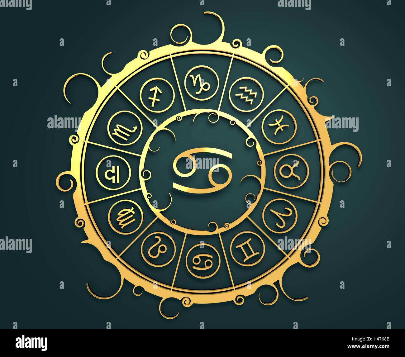 Astrologie-Symbole im golden Circle. Das Krebs-Zeichen Stockfotografie - Alamy
