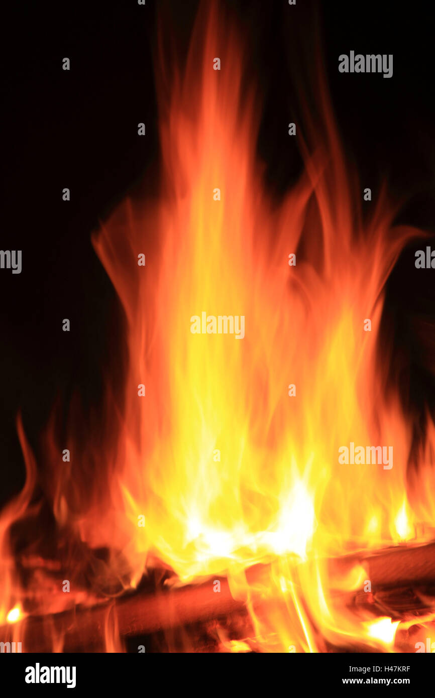 Flammen, mittlere Nahaufnahme, Feuer, brennen, Wärme, Gefahr, Feuer ...