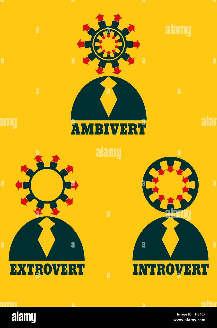 extrovertiert, introvertiert und ambitionierte Metapher Stock ...