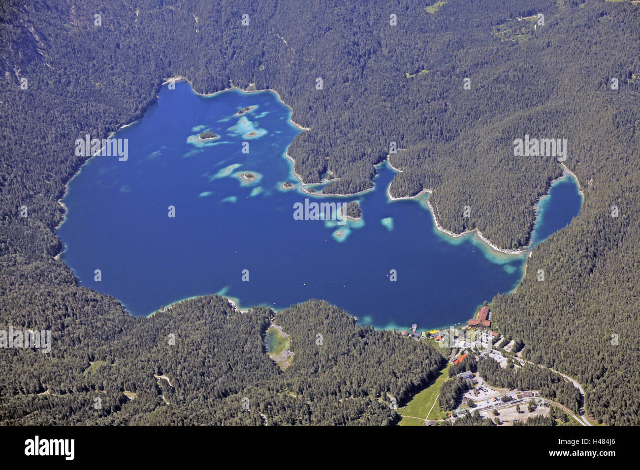 Deutschland, Oberbayern, Eibsee, Holz, Luftaufnahmen, Luftbild, Eibsee ...
