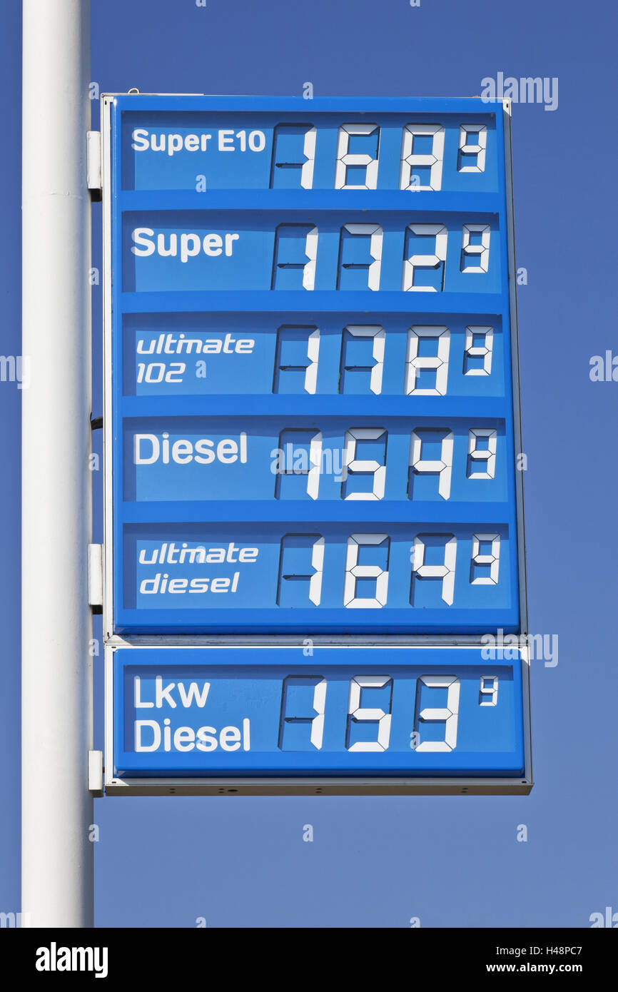 Tankstelle, Aral, Preis Schwarzes Brett, mittlere close-up Stockfoto ...