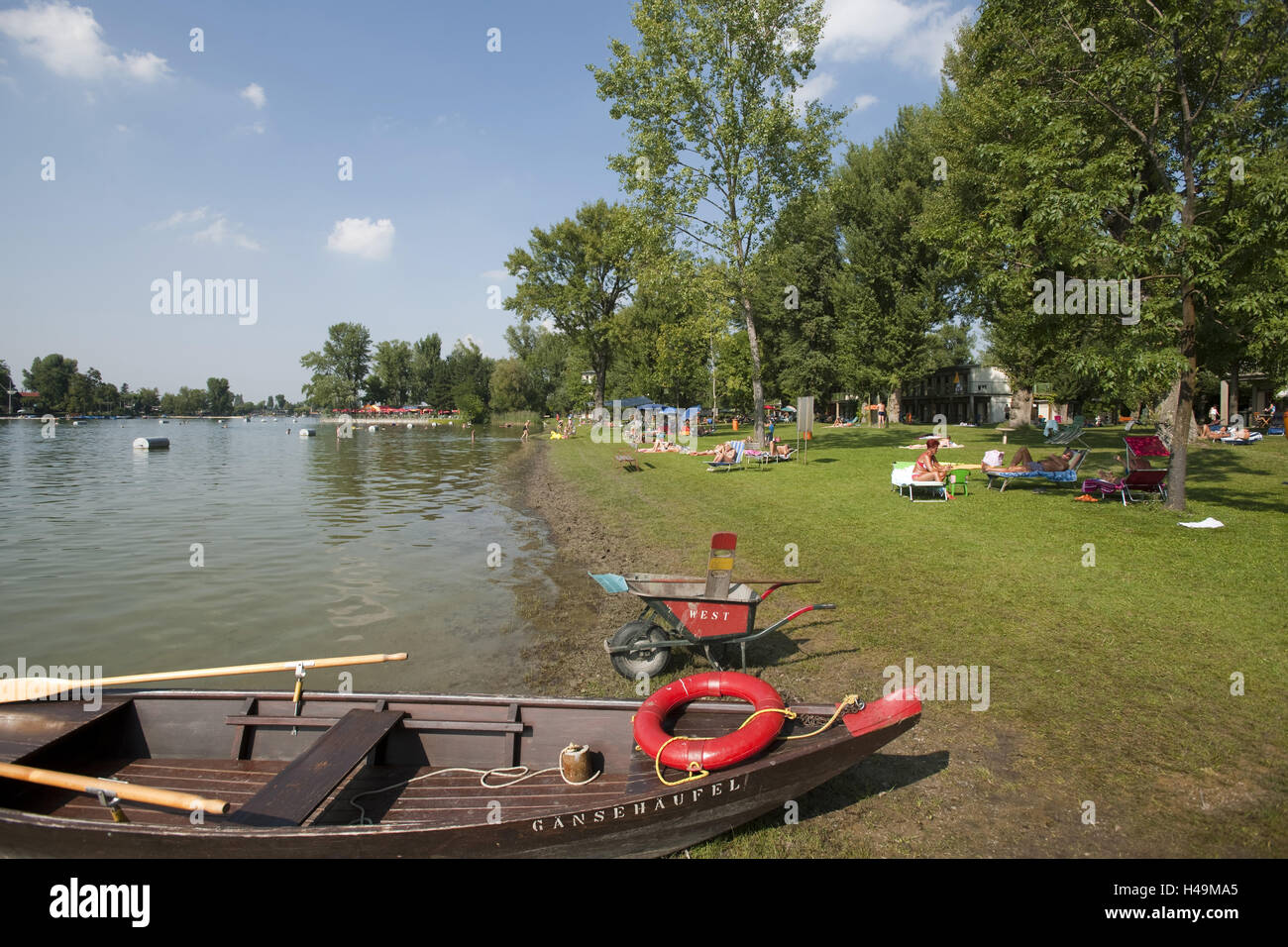 Österreich, Wien, Strand Strandbad "Gänsehäufel" an der alten Donau ...