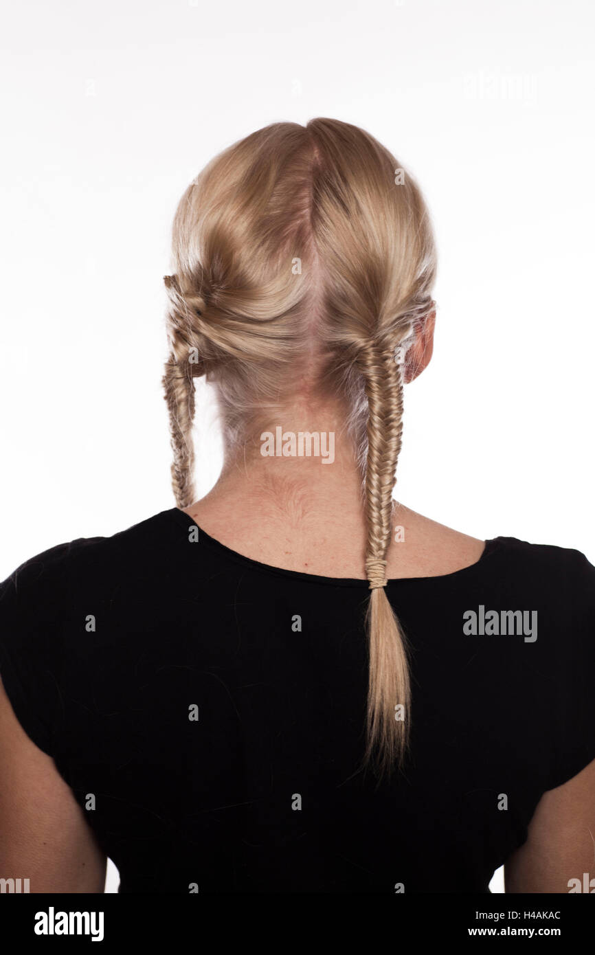 Anleitung double Fishbone Zopf Schritt 2 von 2 Stockfotografie - Alamy