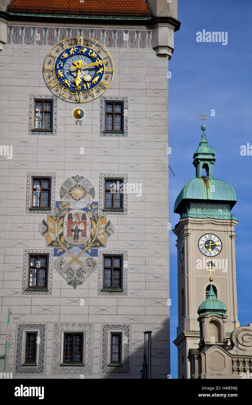 Altes Rathaus mit Sonnenuhr, München, Deutschland, Europa ...