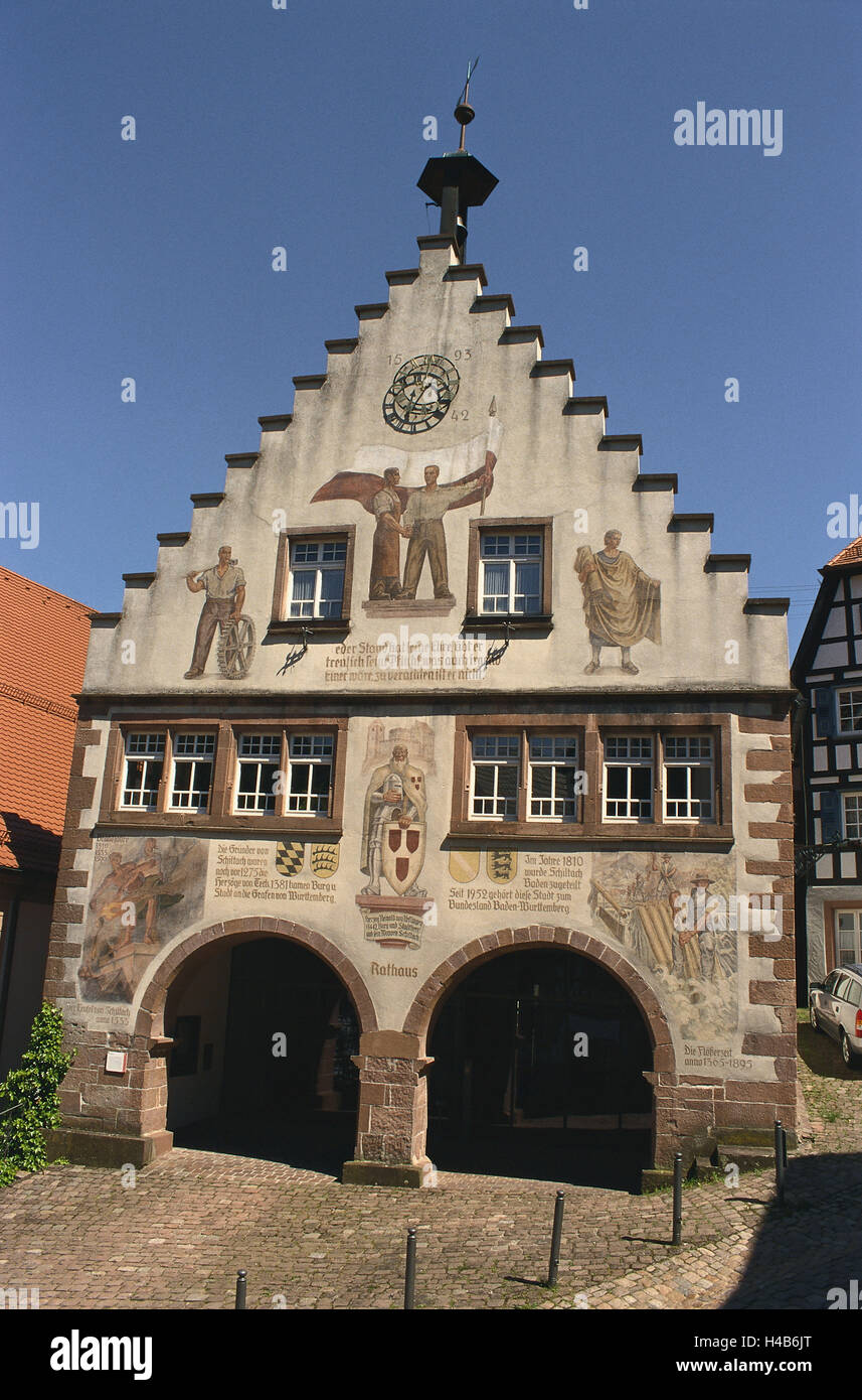 Deutschland, Baden-Wurttemberg, Schiltach, Rathaus, Schwarzwald ...