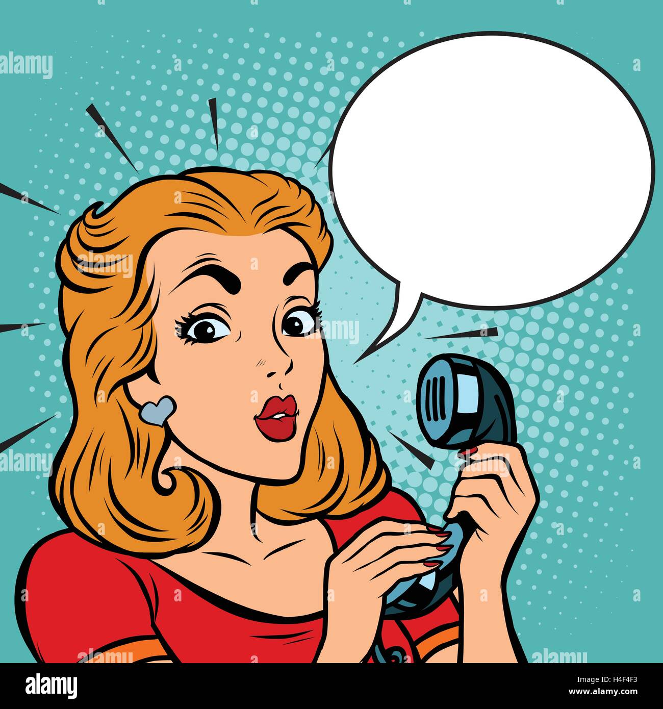 Comic-Mädchen am Telefon sprechen Stock-Vektorgrafik - Alamy