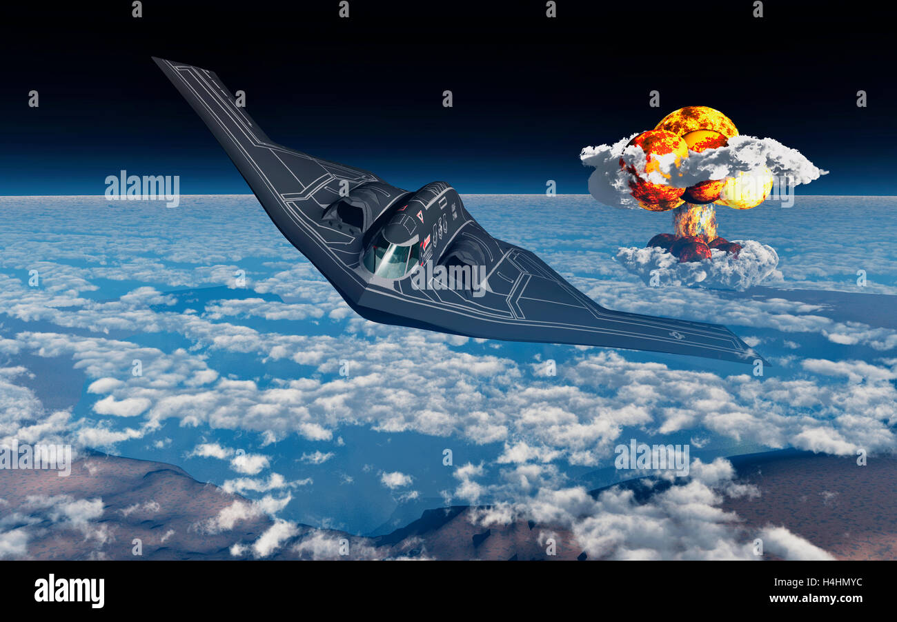Ein Northrop Grumman b-2 Spirit Stealth Bomber, fliegen weg von Nuclear ...