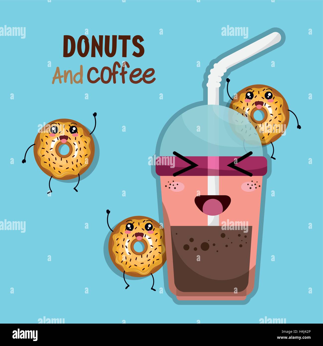 Donut coffee kawaii cartoon -Fotos und -Bildmaterial in hoher Auflösung ...