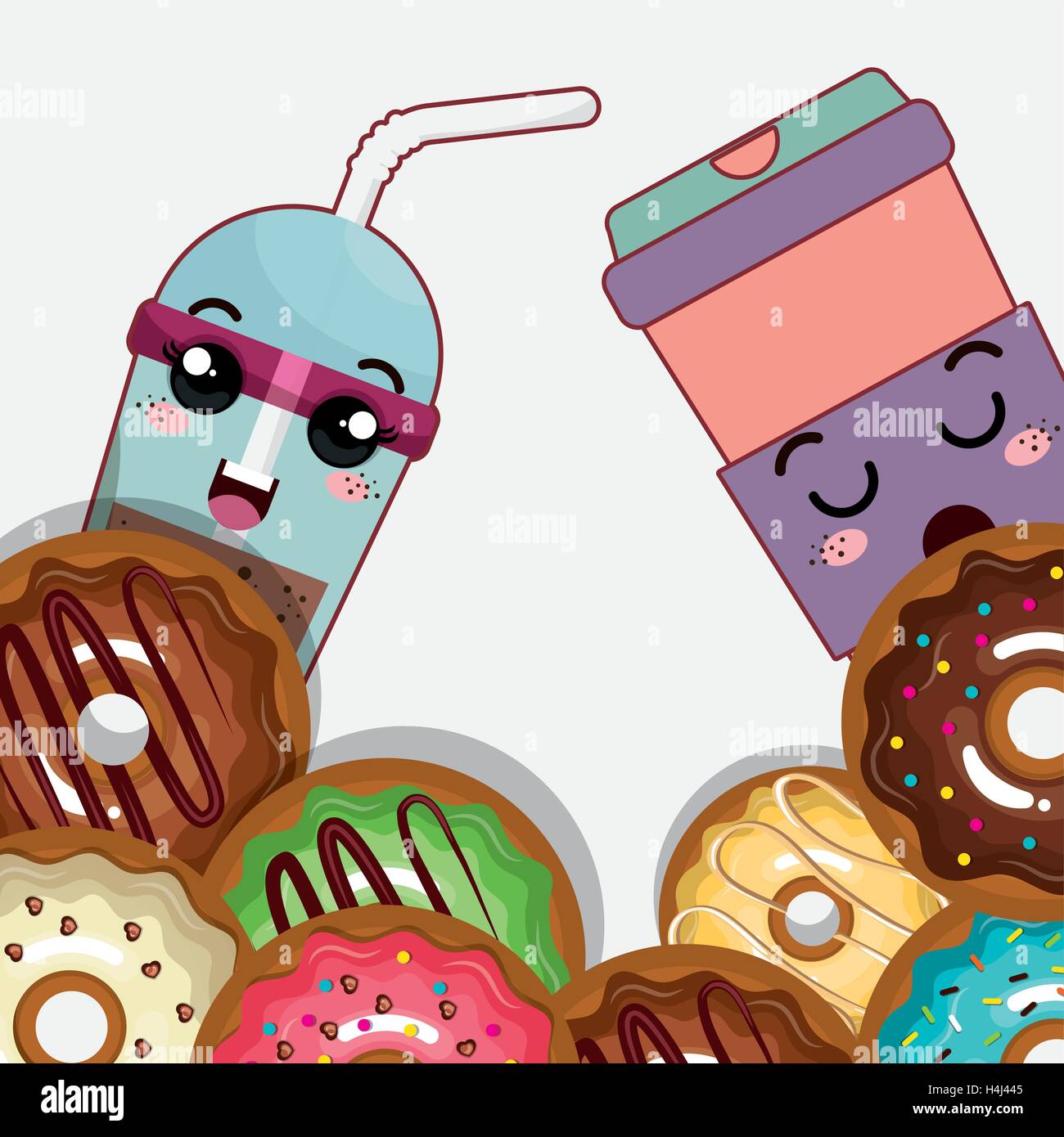 Donut coffee kawaii cartoon -Fotos und -Bildmaterial in hoher Auflösung ...