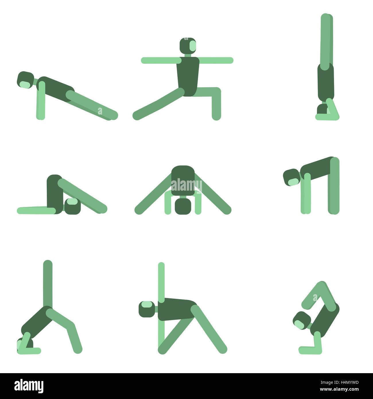 Yoga pose Symbol festgelegt. Sammlung von Asanas. Vektor-Illustration ...