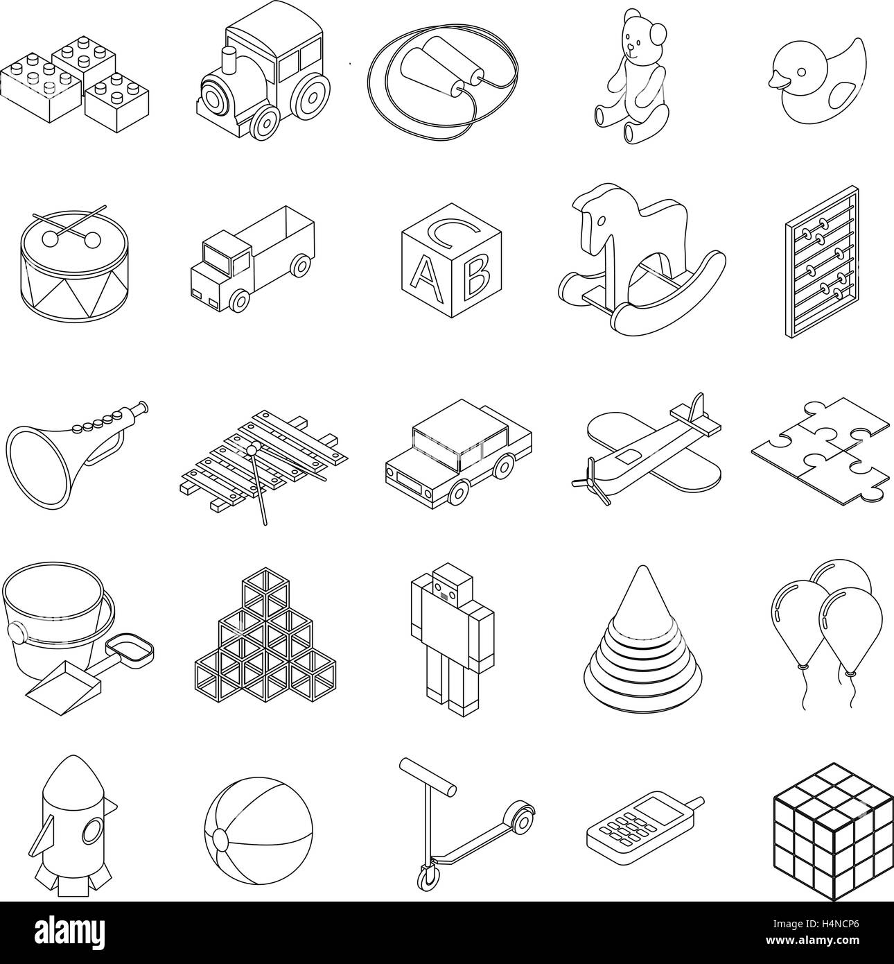 Kinder Spielzeug Symbole setzen, isometrischen 3d Stil Stock ...